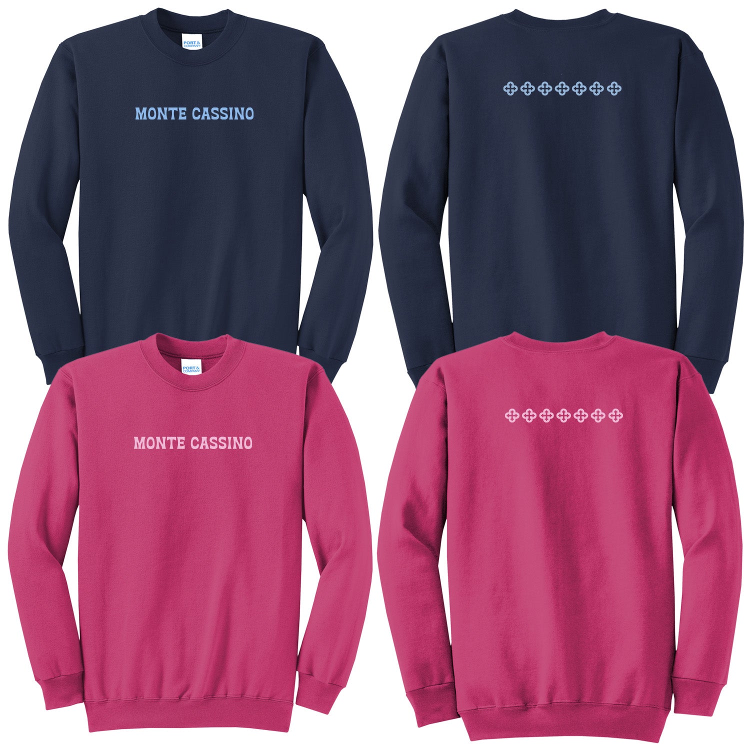 Monte Cassino - "MC Crosses" Youth/Adult Core Fleece Crewneck Sweatshi ...